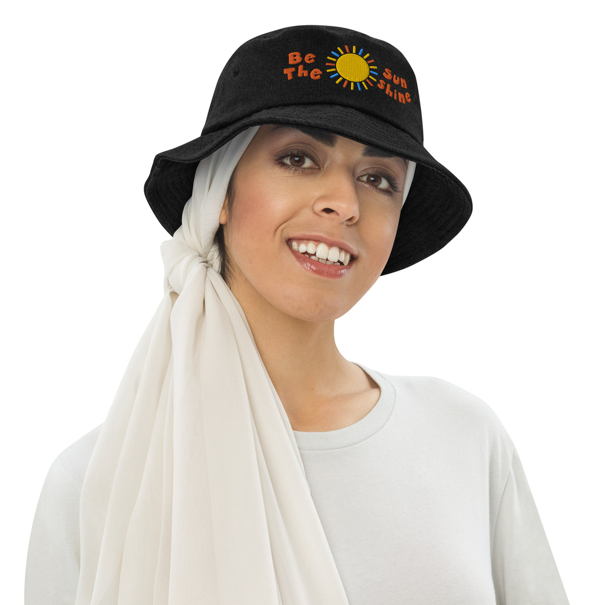 "Be the Sunshine" Embroidered Denim Bucket Hat – Kindly Tribe